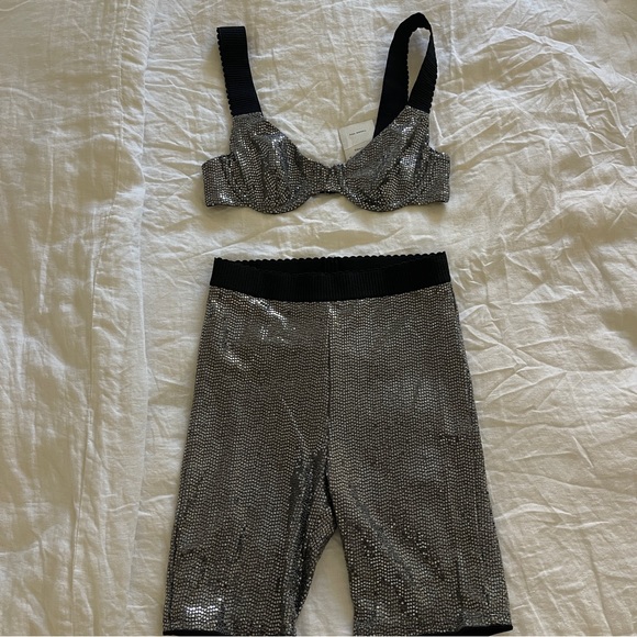 For Love And Lemons | Shorts | For Love Lemons Silver Sequin Bike ...